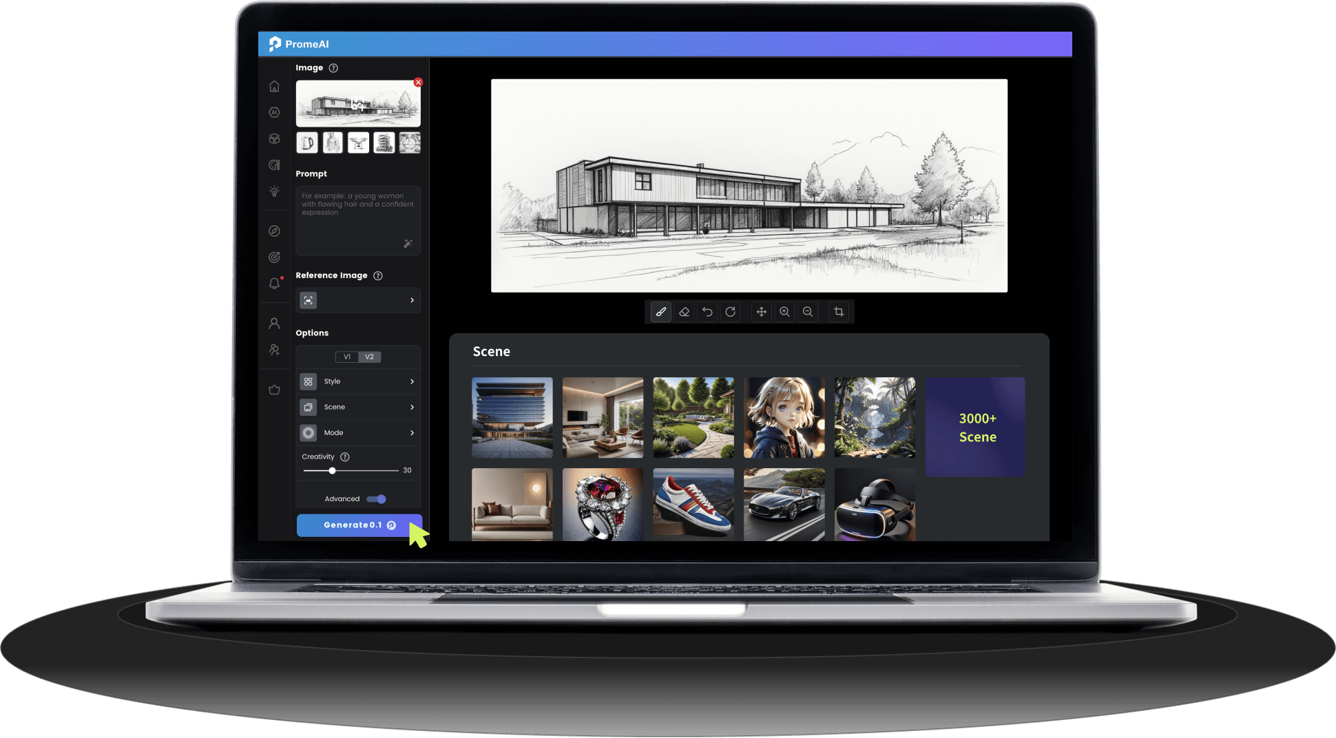 Renderizado de bocetos - Renderizador AI gratuito para diseñadores | PromeAI